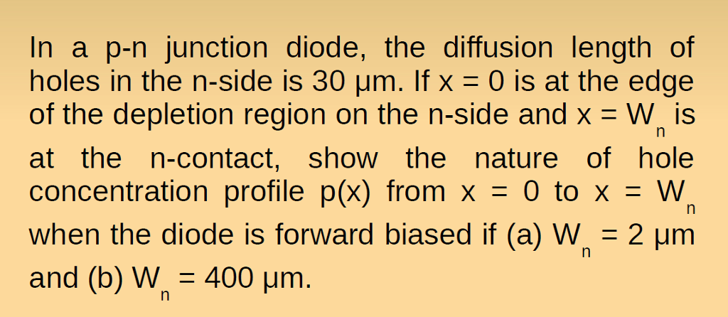 Solved In a p-n junction diode, the diffusion length of | Chegg.com