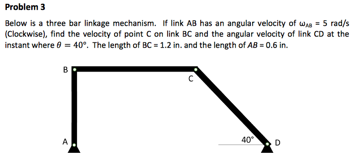 Solved Problem 3 Below is a three bar linkage mechanism. If | Chegg.com