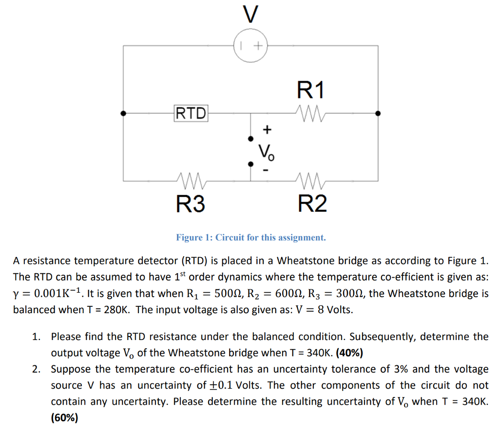 Solved A resistance temperature detector (RTD) is placed | Chegg.com
