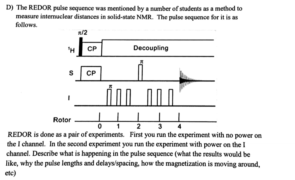 Solved The REDOR pulse sequence was mentioned by a number of | Chegg.com