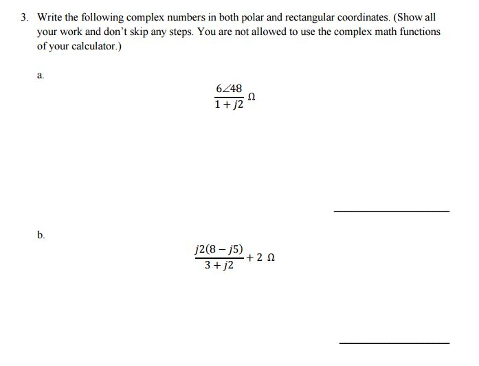 Solved 3. Write the following complex numbers in both polar | Chegg.com