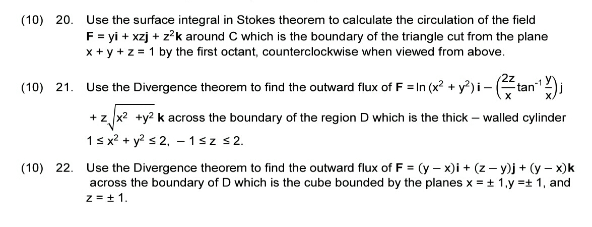 Solved (10) 20. Use the surface integral in Stokes theorem | Chegg.com