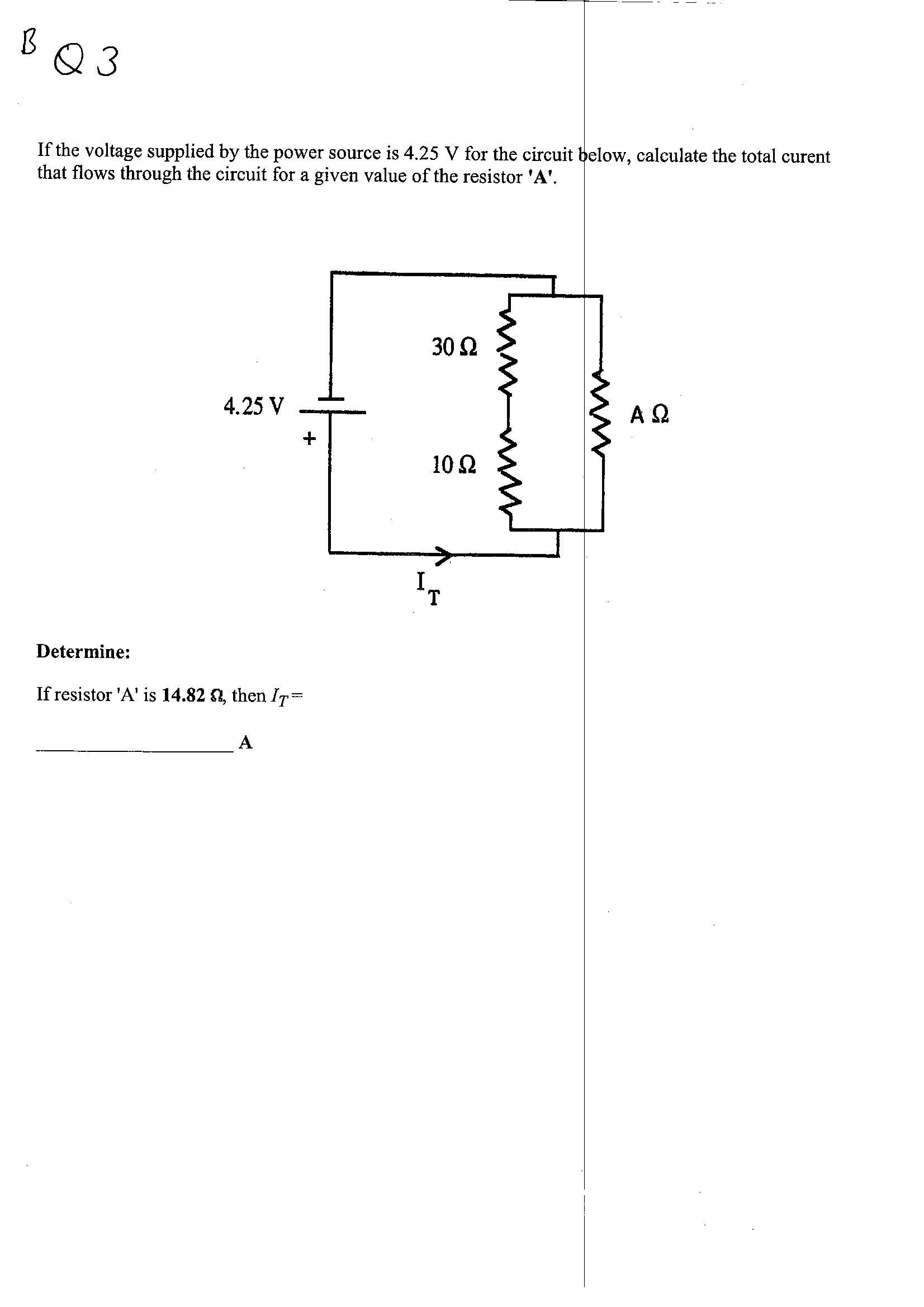 Solved B Q3 If the voltage supplied by the power source is | Chegg.com