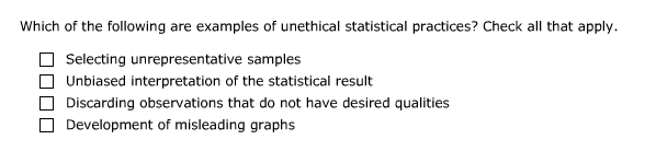 Solved Which of the following are examples of unethical | Chegg.com