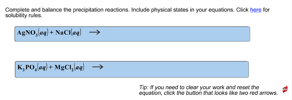 Solved Complete and balance the precipitation reactions. | Chegg.com