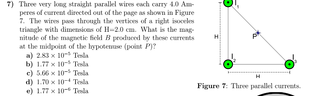 Solved Three very long straight parallel wires each carry | Chegg.com