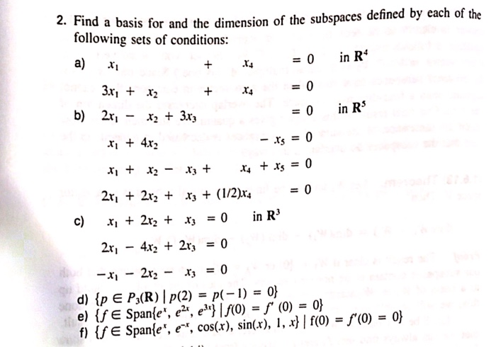 Solved Find a basis for and the dimension of the subspace | Chegg.com