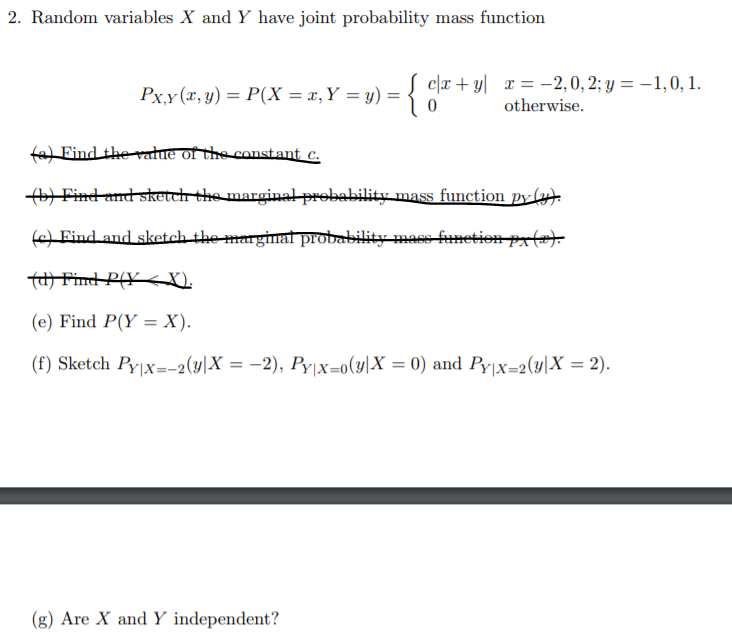 Solved 2. Random variables X and Y have joint probability | Chegg.com