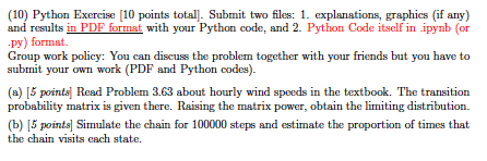 Python Exercise [10 points total]. Submit two les: 1. | Chegg.com