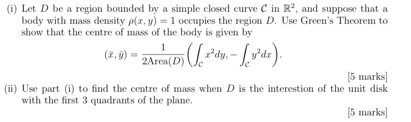 Solved (i) Let D be a region bounded by a simple closed | Chegg.com