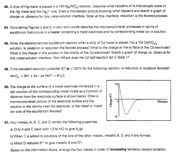 Solved 48. A drop of Hg metal is placed in a 1M | Chegg.com