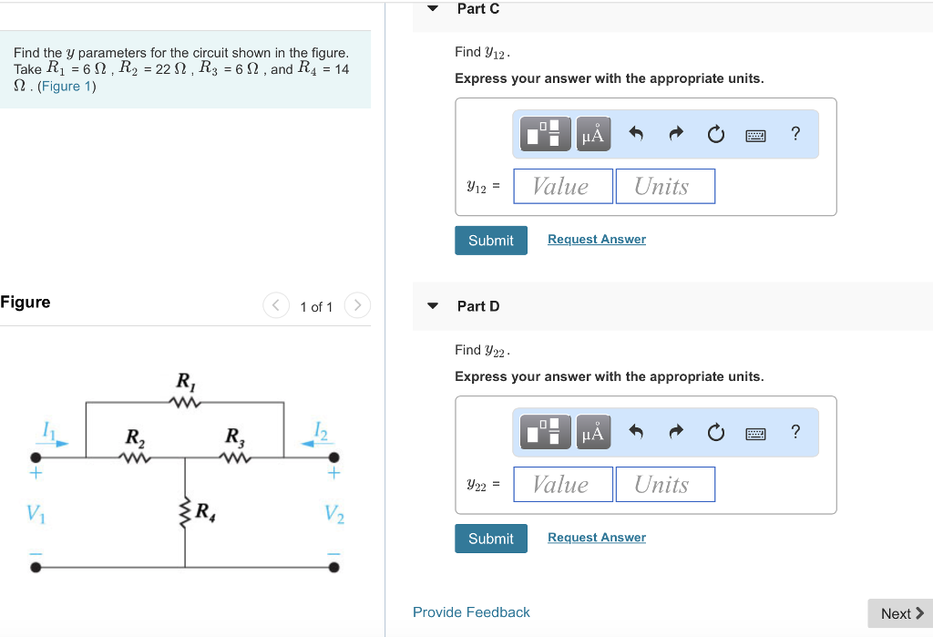 Solved Part C Find y12 Find the y parameters for the circuit | Chegg.com