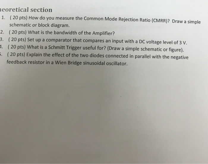 Solved How do you measure the Common Mode Rejection Ratio | Chegg.com
