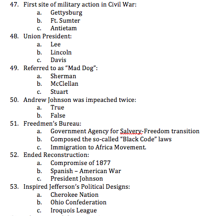 Solved American Civil multiple choice Please answer the | Chegg.com