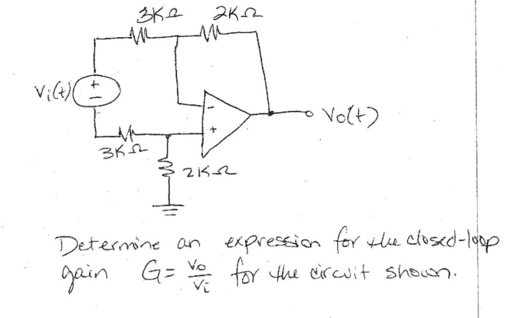 Solved Determine an expression for the closed-loop gain G = | Chegg.com