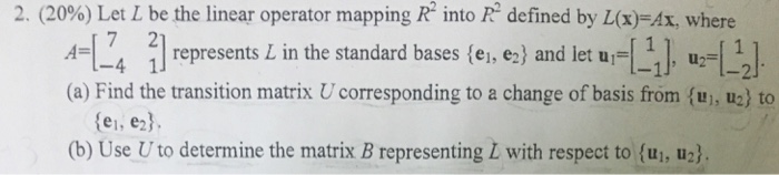 Solved Let L be the linear operator mapping R^2 into R^2 | Chegg.com