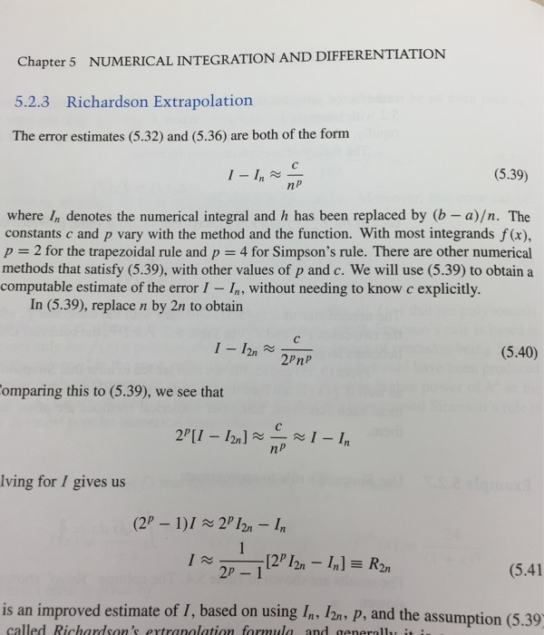 Solved 5.2 ERROR FORMULAS 217 13. (a) From (5.39) derive 2n | Chegg.com