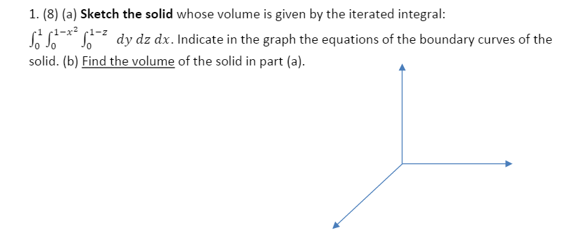 Solved Sketch the solid whose volume is given by the | Chegg.com