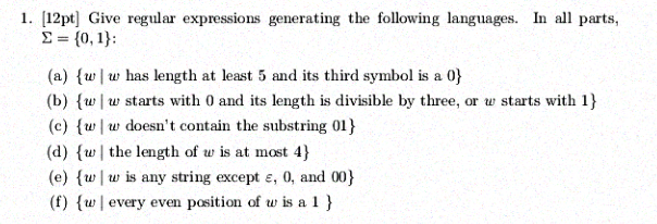 Solved 1. 112px) Give regular expressions generating the | Chegg.com