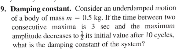 Solved Damping constant. Consider an underdamped motion of a | Chegg.com