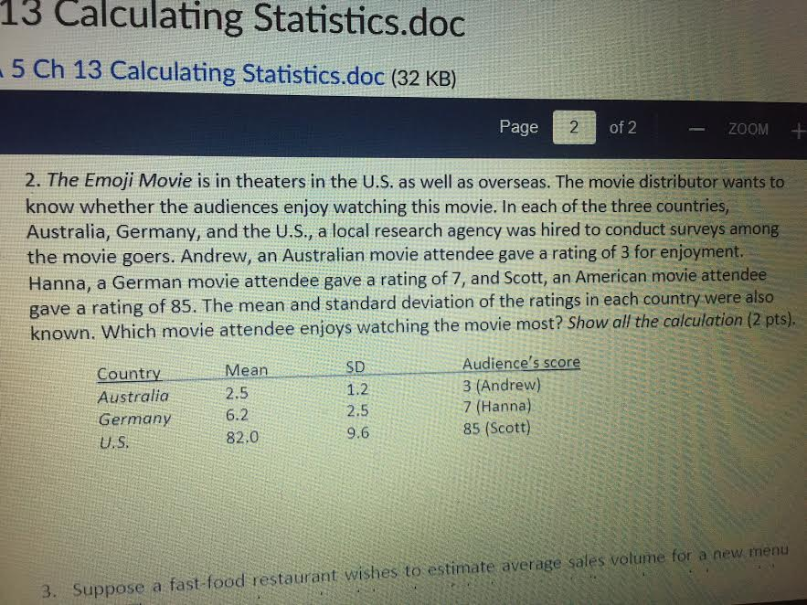 Solved 13 Calculating Statistics.doc 5 Ch 13 Calculating | Chegg.com
