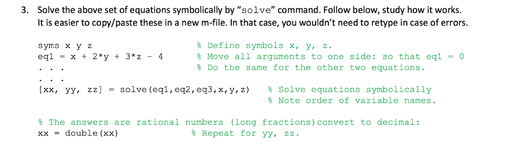 Solved Solve the above set of equations symbolically by | Chegg.com