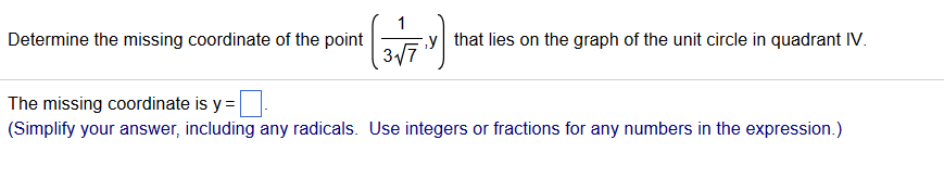 Solved Determine the missing coordinate of the point37 y | Chegg.com