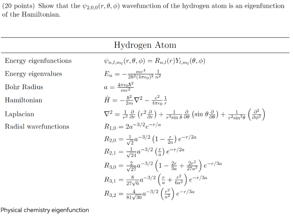 Solved (20 points) Show that the V20.0(r ? of the | Chegg.com