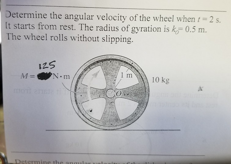 Solved Determine the angular velocity of the wheel when 2 s. | Chegg.com