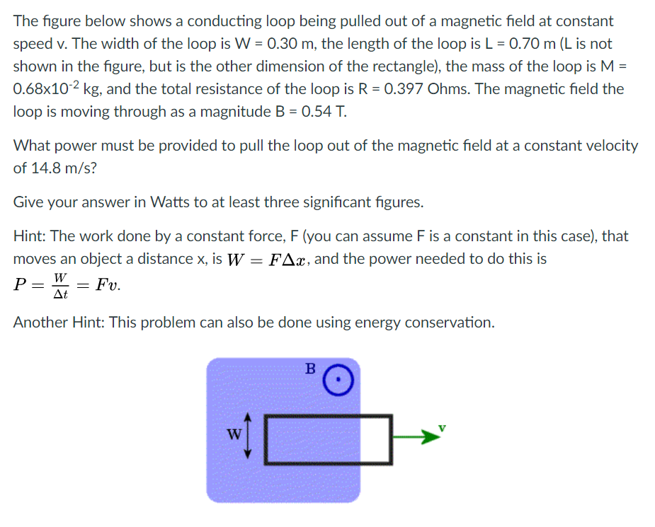 Solved The figure below shows a conducting loop being pulled | Chegg.com