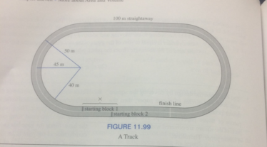 Solved A large running track is constructed to have straight | Chegg.com