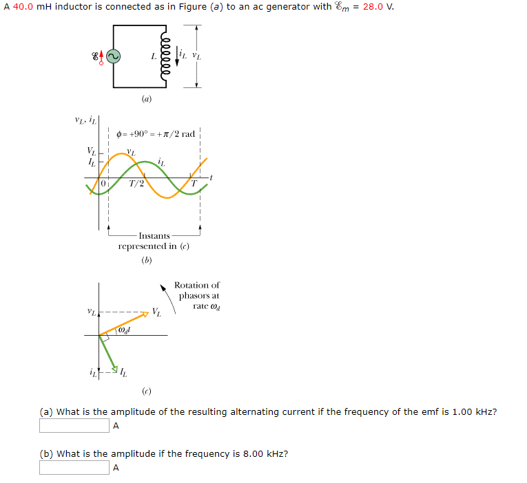 Solved A 40.0 mH inductor is connected as in Figure (a) to | Chegg.com
