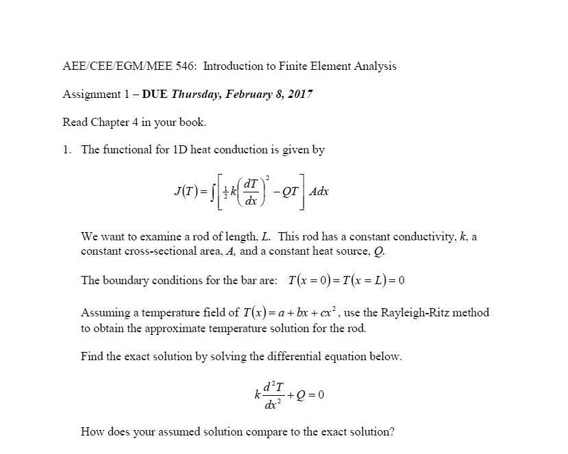 Solved AEE/CEE/EGM/MEE 546: Introduction to Finite Element | Chegg.com