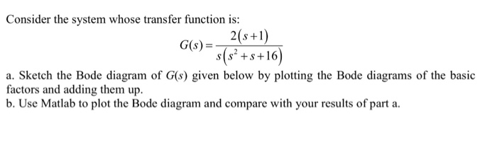 Solved Consider the system whose transfer function is: G(s) | Chegg.com
