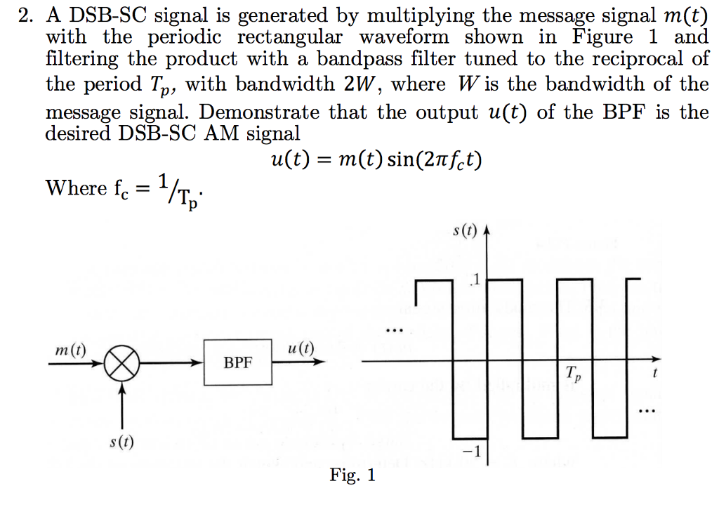 Solved A DSB-SC signal is generated by multiplying the | Chegg.com