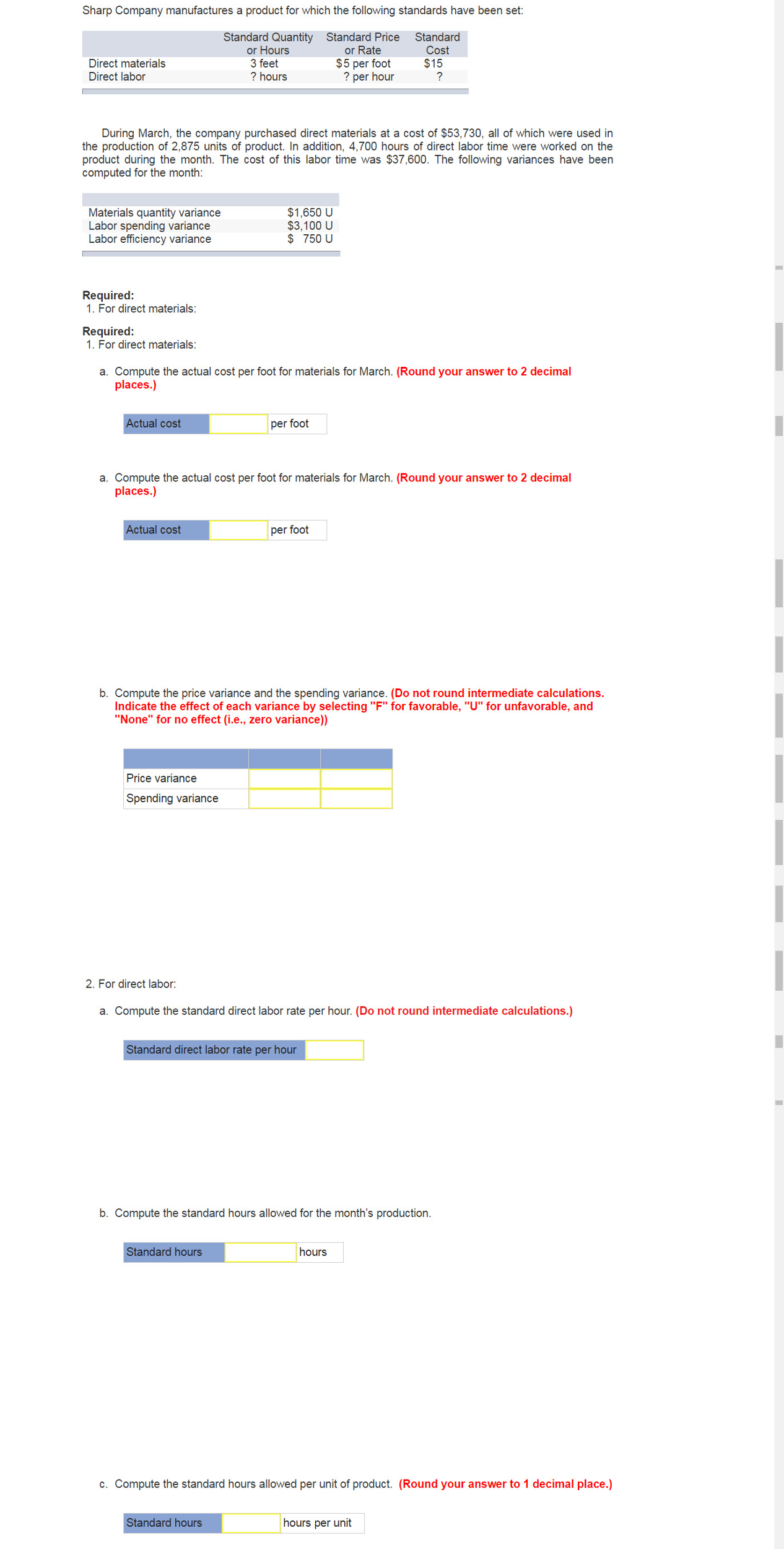 Solved Sharp Company manufactures a product for which the | Chegg.com