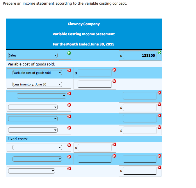 Solved Variable Costing Income Statement concept: Clowney | Chegg.com