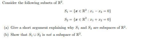 Solved Consider The Following Subsets Of R2 A Give A Short