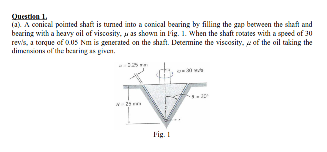Solved A conical pointed shaft is turned into a conical | Chegg.com