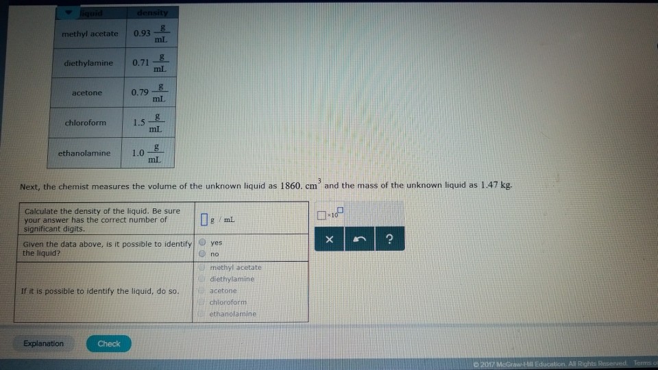 Solved Next, the chemist measures the volume of the unknown | Chegg.com
