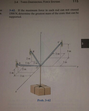 Solved 3,4 THREE-DIMENSIONAL FORCE SYSTEMS 115 s 3-62. If | Chegg.com
