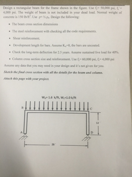 Solved Design a rectangular beam for the frame shown in the | Chegg.com
