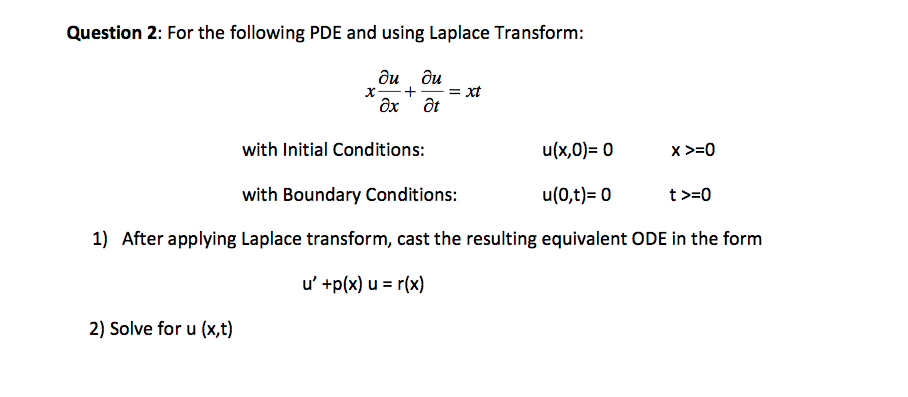 Solved Question 2: For the following PDE and using Laplace | Chegg.com