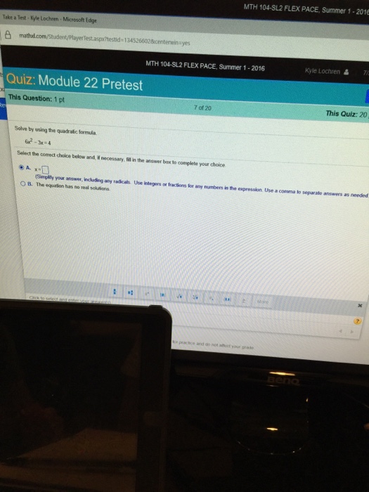 Solved Solve By Using The Quadratic Formula 6x 2 3x 4 Chegg