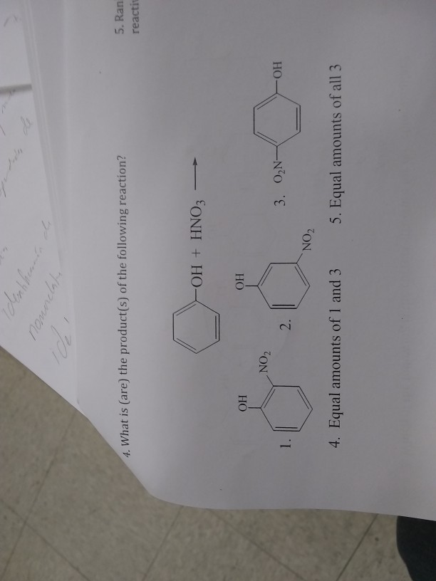 Solved 5. Ran reacti 4. What is (are) the product(s) of the | Chegg.com