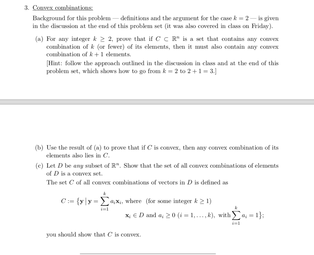 Solved 3. Convex combinations: Background for this problem – | Chegg.com