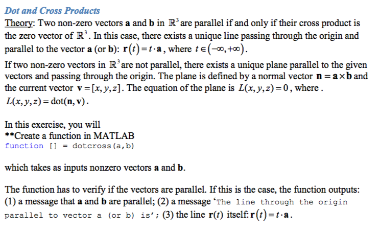 Solved Dot and Cross Products Theory: Two non-zero vectors a | Chegg.com