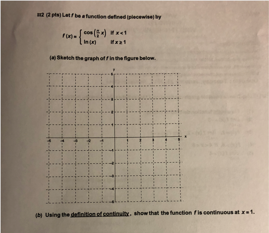 Solved #2 (2 pts) Let f be a function defined (piecewise) by | Chegg.com