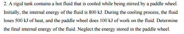Solved A rigid tank contains a hot fluid that is cooled | Chegg.com