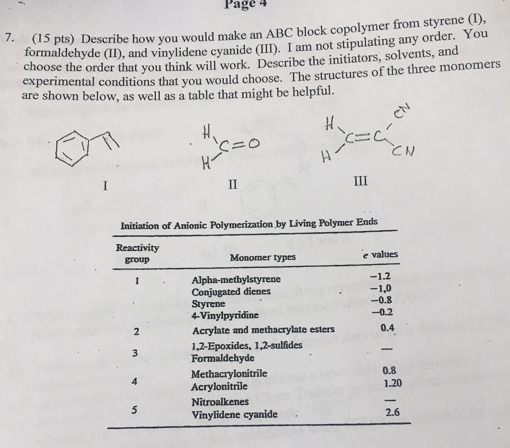 Solved Describe how you would make an ABC block copolymer | Chegg.com